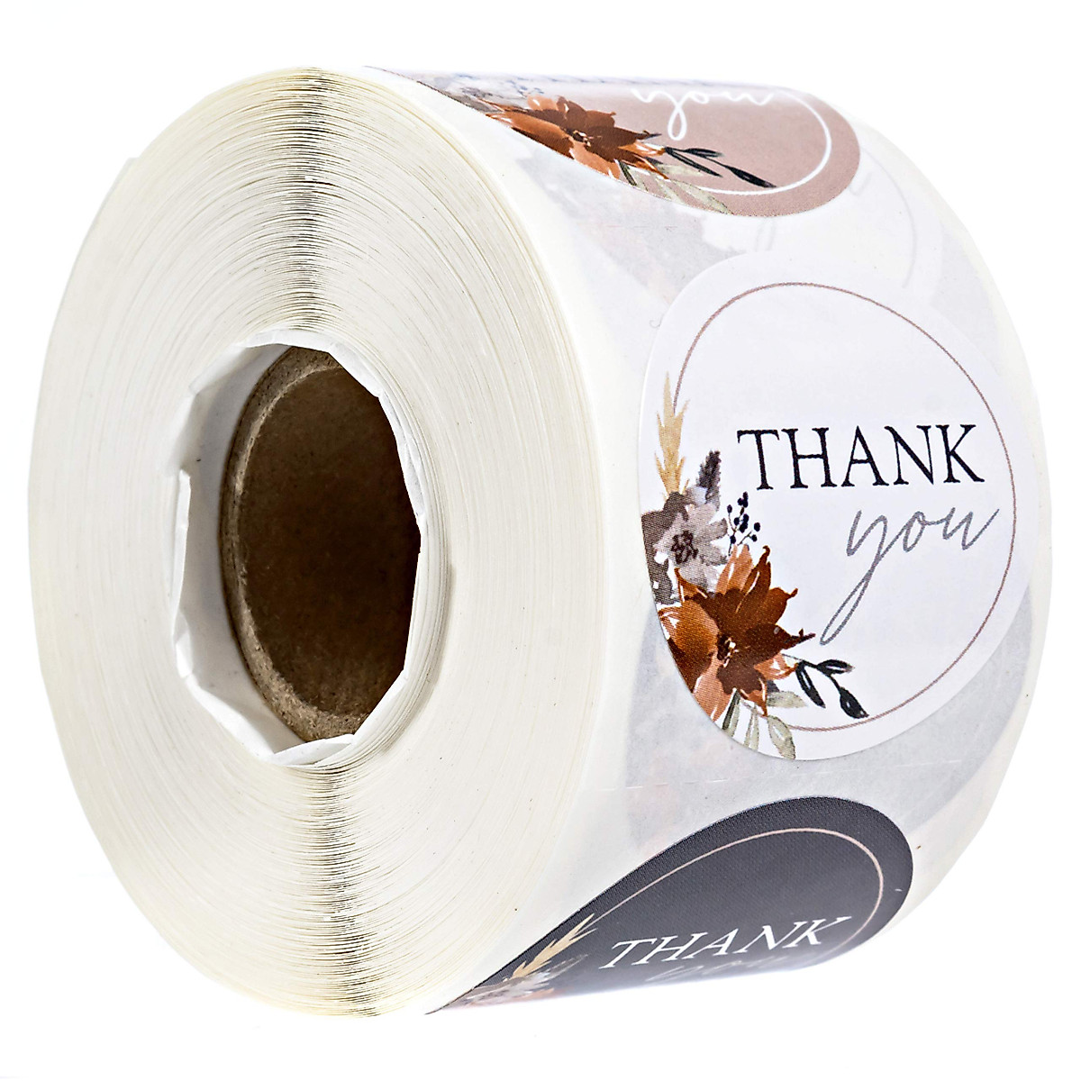 Indie Autumn Floral Thank You Labels / 250 Fall Flower Stickers / 1.5" Round Thank You Stickers / 3 Beautiful Thanks Designs