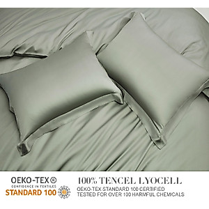 Sterling Creek 100% Tencel Lyocell Duvet Cover Set Queen Size 3-Piece Set - Luxury Soft Breathable Silky Smooth Cooling Comforter Cover with Button Closure for Hot Sleepers (Queen, Eucalyptus)