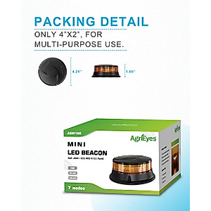 Agrieyes Amber Beacon Light 4.2Inch, Flashing Safety Warning Lights Permanent Mount, LED Emergency Strobe Lights for Vehicles, Caution Hazard Lights for Truck Tractor Golf Carts Snow Plow Postal