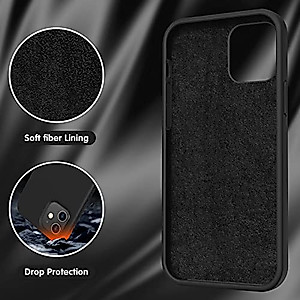 OuXul Compatible with iPhone 12 Mini Case,Liquid Silicone Gel Rubber Phone Case,iPhone 12 Mini Case 2020 Cover 5.4 Inch Full Body Slim Soft Microfiber Lining Protective Case(Black)