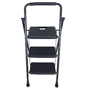 Elevon Folding Step Stool with Wide Anti-Slip Pedal, ​330​lbs Sturdy Steel Ladder, 3-Step