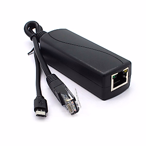 ANVISION Gigabit PoE Splitter, 48V to 5V 2.4A Micro USB Ethernet Adapter, Compatible with Raspberry Pi 3B+, IP Camera and More