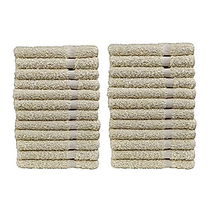 Fibertone Bleach Safe, Microfiber Alternative, 24-Piece Utility Washcloth Set-Beige