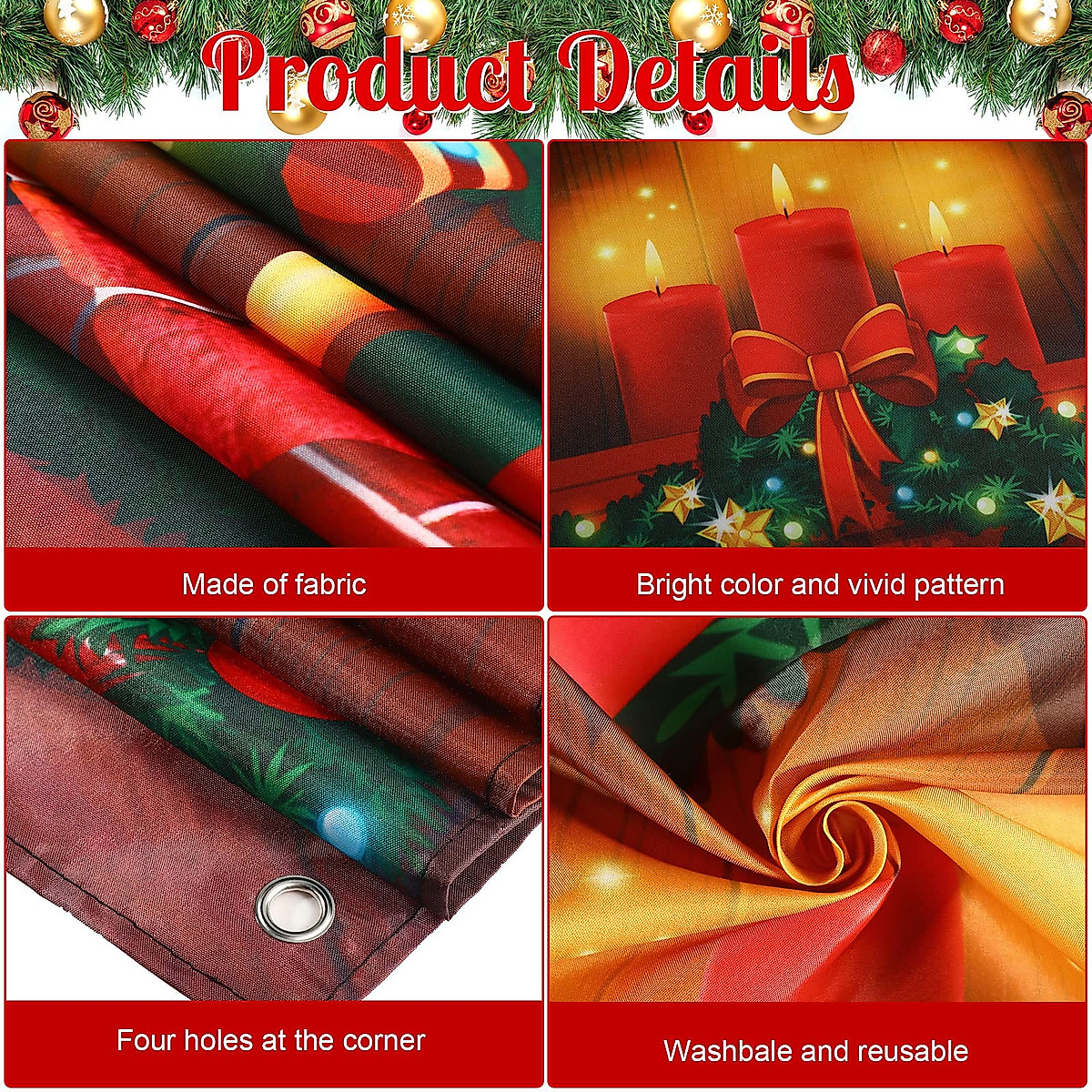 Merry Christmas Door Cover Christmas Fireplace Door Cover Backdrops Xmas Tree Printed Door Cover Banner Christmas Background Xmas Nutcracker Front Door Christmas Hanging Decorations, 6.5 x 3 Feet