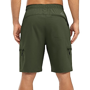 Rdruko Men's Outdoor Hiking Shorts Water Resistant Stretch Cargo Shorts for Men Camping Athletic Shorts with Pockets,Army green,L