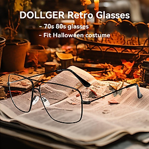 Dollger Classic Glasses Clear Lens Non Prescription Metal Frame Eyewear Men Women Black