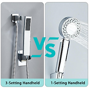 RTOBWEYE 8 Inch Shower Faucet Set High Pressure Rainfall Shower System Ceiling Mount Square Rain Shower Head with Handheld Spray Combo Ceiling Luxury Rainfall Shower Fixtures (L-Style)