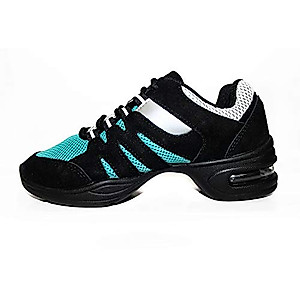 Skazz by Sansha Women's Dance Studio Exercise Sneakers Mesh Suede Split-Sole HELYA, Navy/Black, 8.5 M US