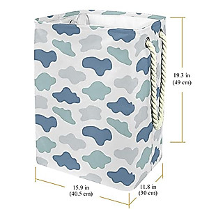 Laundry Hamper Blue Cloud Pattern Collapsible Laundry Baskets Firm Washing Bin Clothes Storage Organization for Bathroom Bedroom Dorm