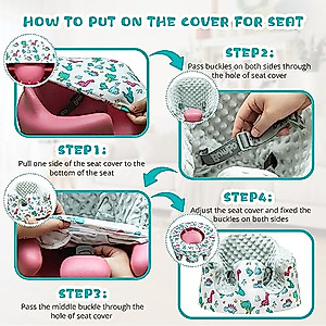 Kinaron Seat Cover, Compatible with Bumbo Seat, Baby Comfortable Seat Cover with Ultra Soft and Breathable, Perfect for Bumbo Seat(Dinosaur)