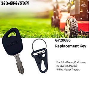 GY20680 Replacement Key for John Deere Craftsman 140403 Poulan Husqvarna Toro 112-0312 AYP 112-1615 Kohler 48 340 01-S Murray 327350MA Riding Mower Tractor