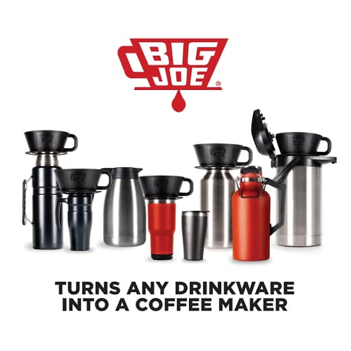 Big Joe Large Pour Over Coffee Maker w/ 50 Filters, Flat Bottom Basket Dripper for Large Batch Pour Over, Brews from 12 up to 75 Ounces, Fits Any Drinkware, Dishwasher Safe, BPA Free, Made in USA