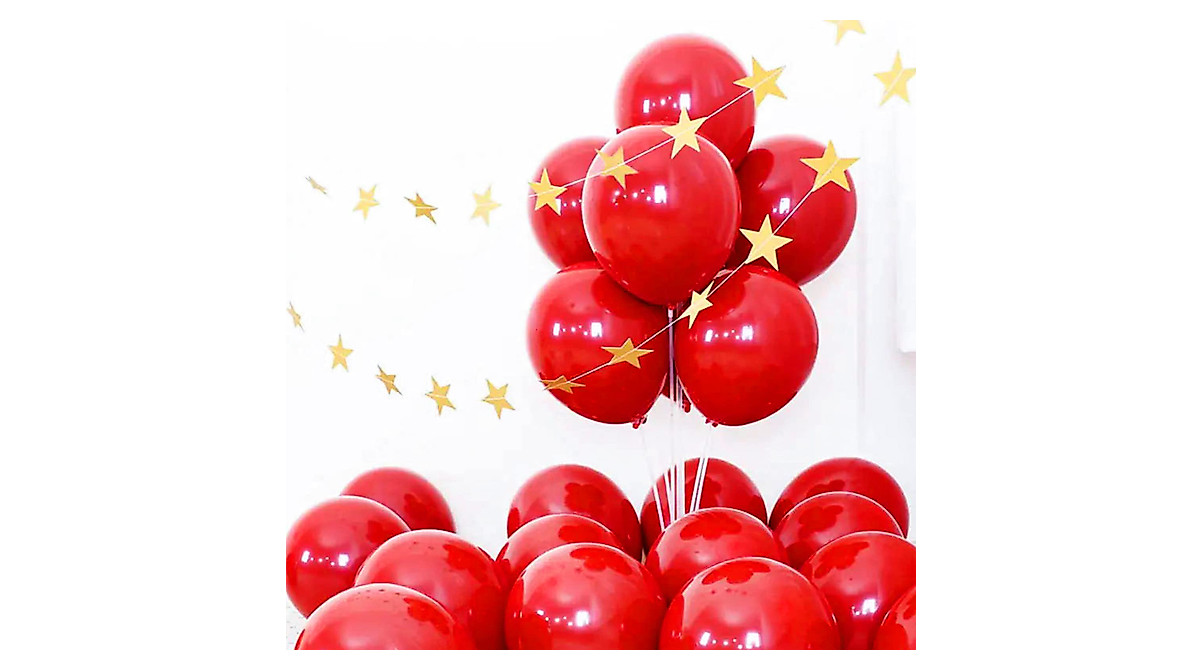 RUBFAC Red Balloons Set for Party Decorations – 105pcs in Various Sizes