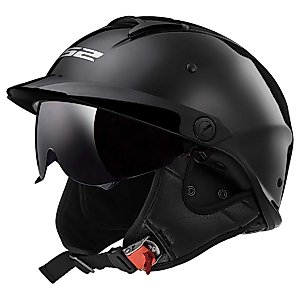 LS2 Helmets Rebellion Motorcycle Half Helmet (Gloss Black - 2X-Large)