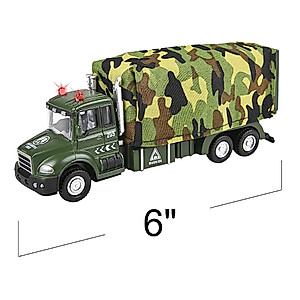 ArtCreativity Light Up Army Toy Trucks with Sound, Set of 6, Pullback Toy Military Vehicles with Functional Parts, Classic Army Toys for Boys & Girls, Military Party Decorations and Favors