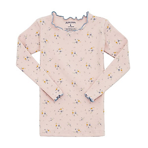 AVAUMA Baby Boys Girls Pajama Set 6M-7T Kids Cute Toddler Snug fit Flower Pattern Design Pjs Cotton Sleepwear Ruffled Shirring (Bling.Pink.S)