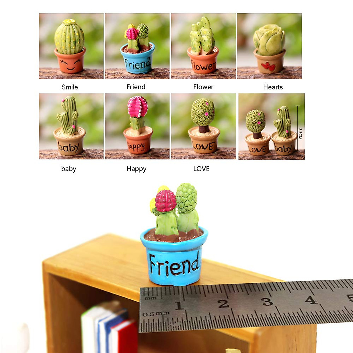 7 in 1 Dollhouse Decoration Plant Pots Miniature Green Potted Miniature Bonsai Model Dollhouse Accessories Decor,1 12 Scale Doll House Miniature Plant Model (7 dersert Plants Bots)