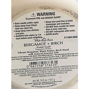 Bergamot + Birch 3 Wick Candle 14.5 Ounce White Barn