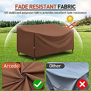 Arcedo Patio Chair Covers 33 Inch and Patio Sofa Cover 60 Inch, Heavy Duty Waterproof Patio Furniture Sofa and Chair Covers with 4 Straps, Brown