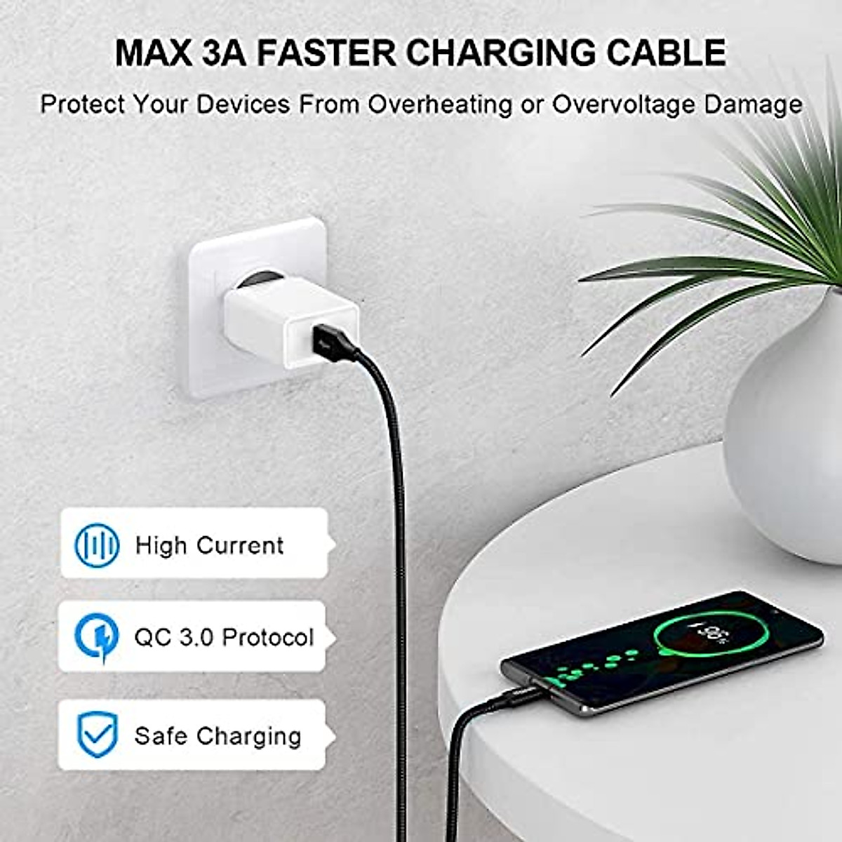 etguuds Long USB C Cable 15ft, USB 2.0 to USB Type C Cable Fast Charging Nylon Braided Charger Cord Compatible with Samsung Galaxy Note, LG, Moto, Google, Sony, Switch, Camera and Other USB-C Device