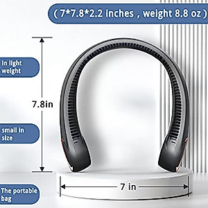 Hssio Neck Fan, Neck Fans for Men 4000mAh Personal Bladeless Fan Portable Rechargeable, 3 Speeds, 360° Surrounding Airflow, Faster Cooling, USB Battery Operated Neck Cooler for Travel Outdoor Indoor