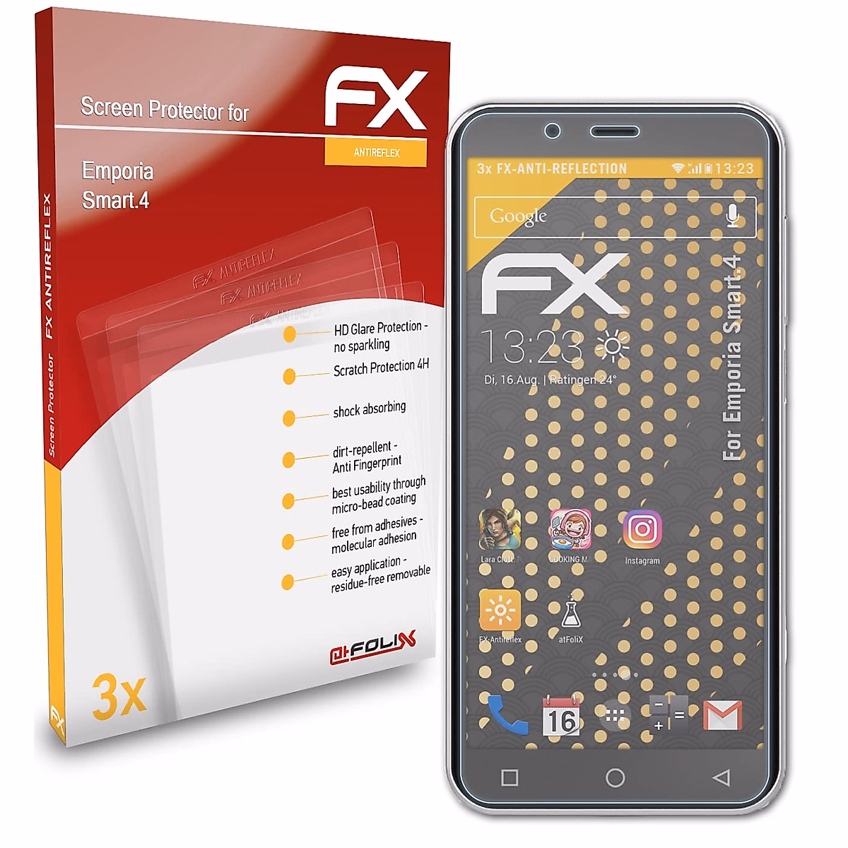 atFoliX Screen Protector compatible with Emporia Smart.4 Screen Protection Film, anti-reflective and shock-absorbing FX Protector Film (3X)