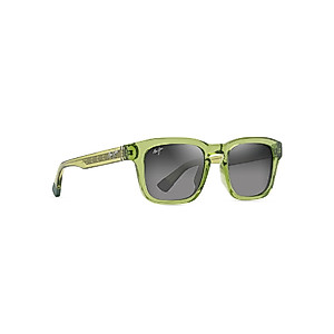 Maui Jim Maluhia Square Sunglasses, Shiny Trans Grass Green/Neutral Grey Polarized, Medium