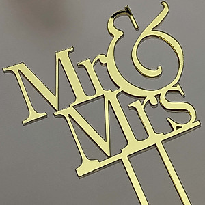 NSHYXXSPY Mr and Mrs Cake Topper - Bride And Groom Sign Wedding/Engagement Cake Topper Decoration Supplies - Mirror Gold Acrylic