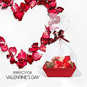 [5 Pk] 10x12” Red Large Big Basket for Gifts Empty, Basket Bags, Red Pull Bows, Crinkle Cut Paper Shred Filler| Bulk DIY Gift Set Kit| Valentines, Christmas, Easter, Wedding, Wine| Gift to Impress-UMP
