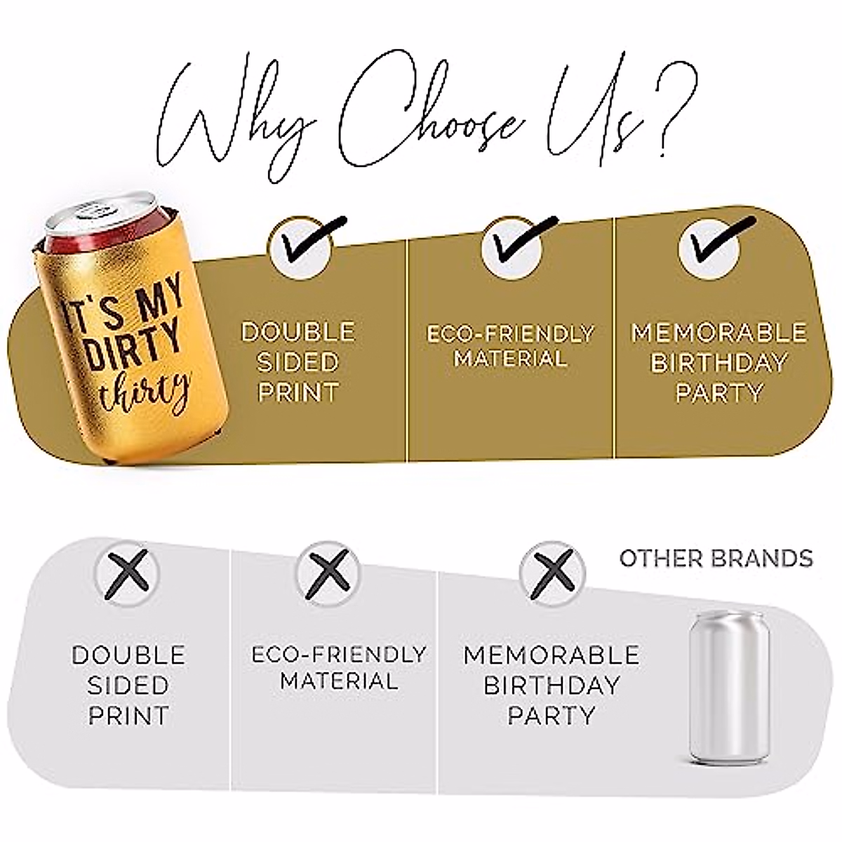 Dirty Thirty Decorations, 30th Birthday Can Coolers and 1 METALLIC Gold"It's My Dirty 30" Cooler, Set of 12, Black and Gold 30th Birthday Can Cooler, Perfect for Birthday Parties,Birthday Decorations!