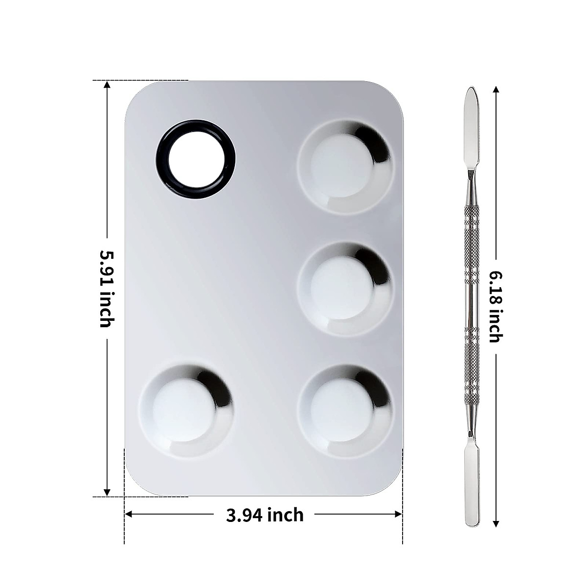Penugo Upgrade Mixing Makeup Palette, Stainless Steel Cosmetic Palette with Spatula Tool, Nail-art Cosmetic Palette for Mixing Cosmetic and Pigment