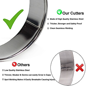 HUJI Round Pastry Dough Cutter Set For Baking Cookies Biscuits Donuts Scones Heavy Duty (1 Pack, Set of 11 Round Cutters)