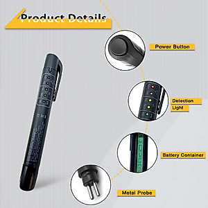 Brake Fluid Liquid Tester Pen,2PCS DOT 3 DOT 4 DOT 5.1 Brake Fluid Liquid Tester Pen, Car Diagnostic Testing Tool with 5 LED Indicators, Hydraulic Fluid Liquid Oil Moisture Analyzer