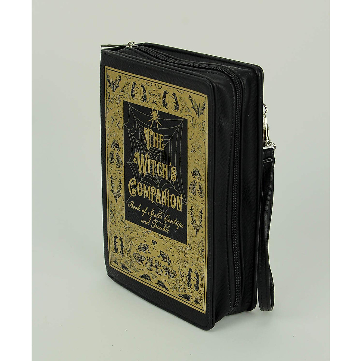 Things2Die4 Black and Gold Witch's Companion Book Crossbody Purse