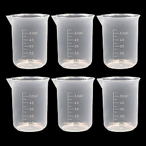 weeee Clear Plastic Graduated Measuring Beaker Capacity Transparent Kitchen Laboratory Plastic Graduated Volumetric Beaker Container Measuring Cup Tool, 50ml