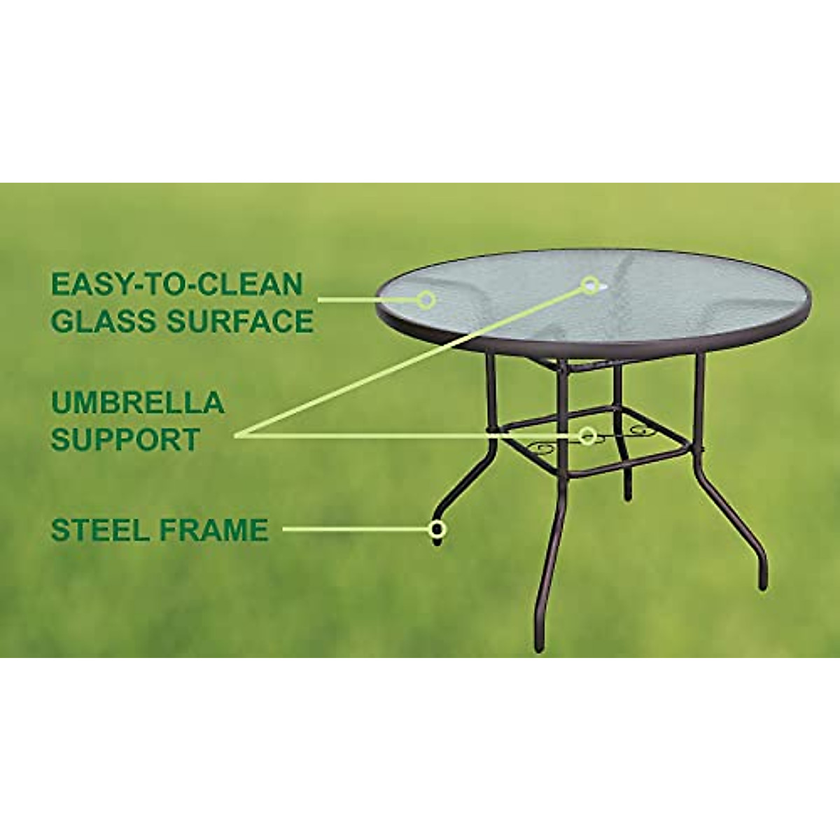 Courtyard Creations Sienna Collection Round 40" Table and Four Swivel Rocker Chairs, Brown (5-Piece Set)