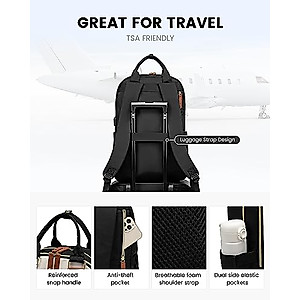 LOVEVOOK Laptop Backpack Women,17.3 Inch Fashion College Backpack with USB Charging Port,Teacher Nurse Work Travel Computer Bag Purse Business Commuter Backpack