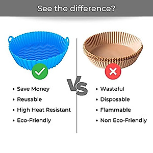 JUNPED Silicone Air Fryer Liner | 3 -Pack Reusable Silicone Basket To Cover Airfryer | 7,5 Inch Baking Tray Accessories For Oven Microwave | Food Safe Stress-Free Cleaning Inserts | Fits 3-5 Qt