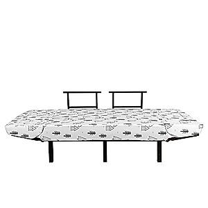 Ambesonne Landscape Futon Couch, Hand Drawn Like Simplified Mountains Fir Trees and Wooden Houses, Daybed with Metal Frame Upholstered Sofa for Living Dorm, Loveseat, White and Charcoal Grey