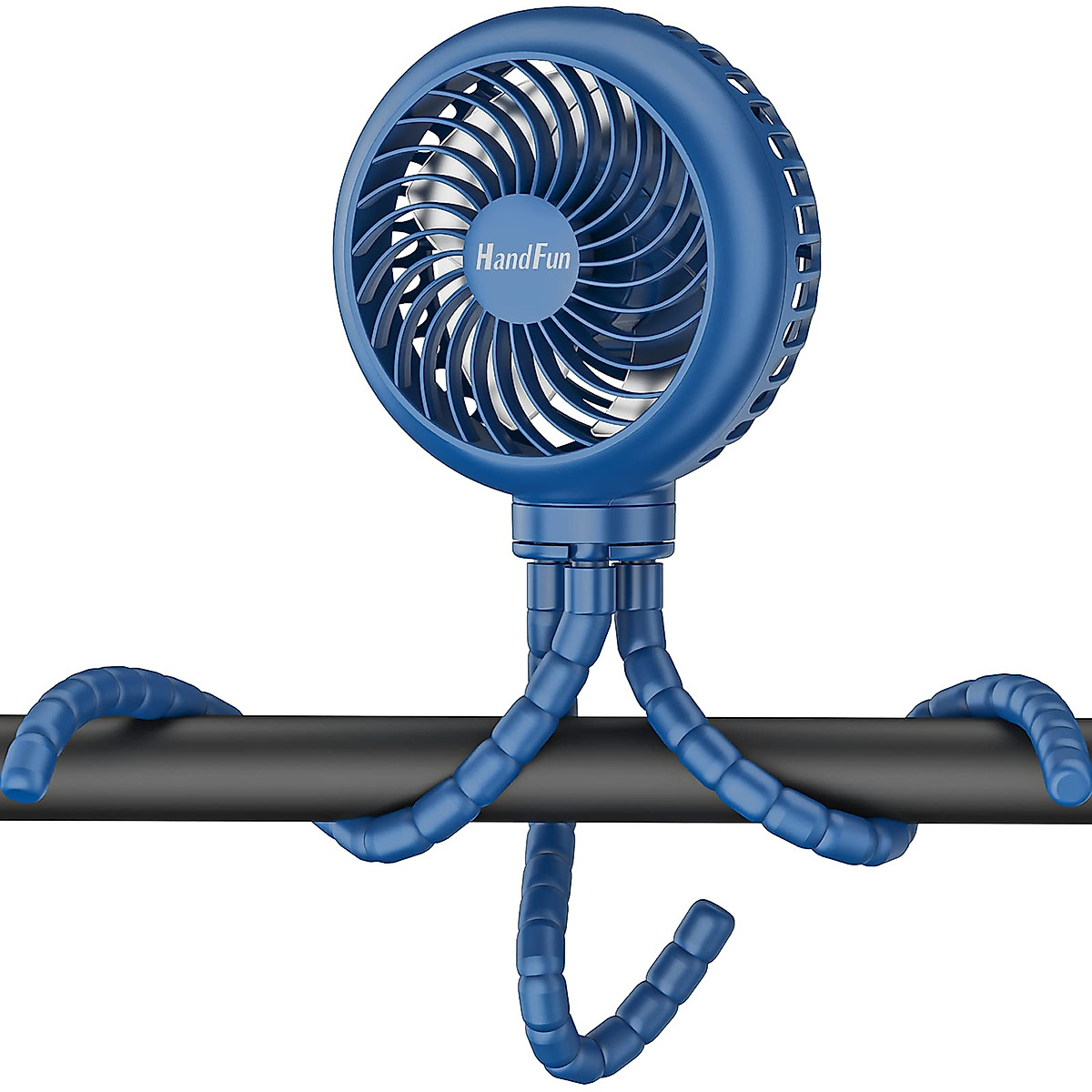HandFun [2023 Upgraded] Stroller Fan, 5-26 Hours Long Last Stroller Fan Flexible Tripod Clip on for Baby, 360°Rotation Portable Rechargeable Fan for Car Seat Crib Bike Treadmill Peloton (Blue)