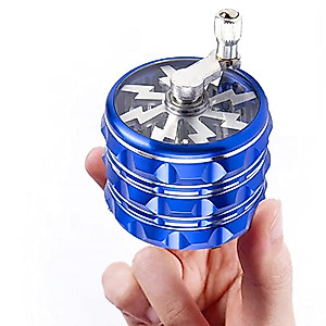 2.5 Inch Hand Crank Grinder, Potable Large Grinder With Clear Top Cover, Best Gift (Blue)