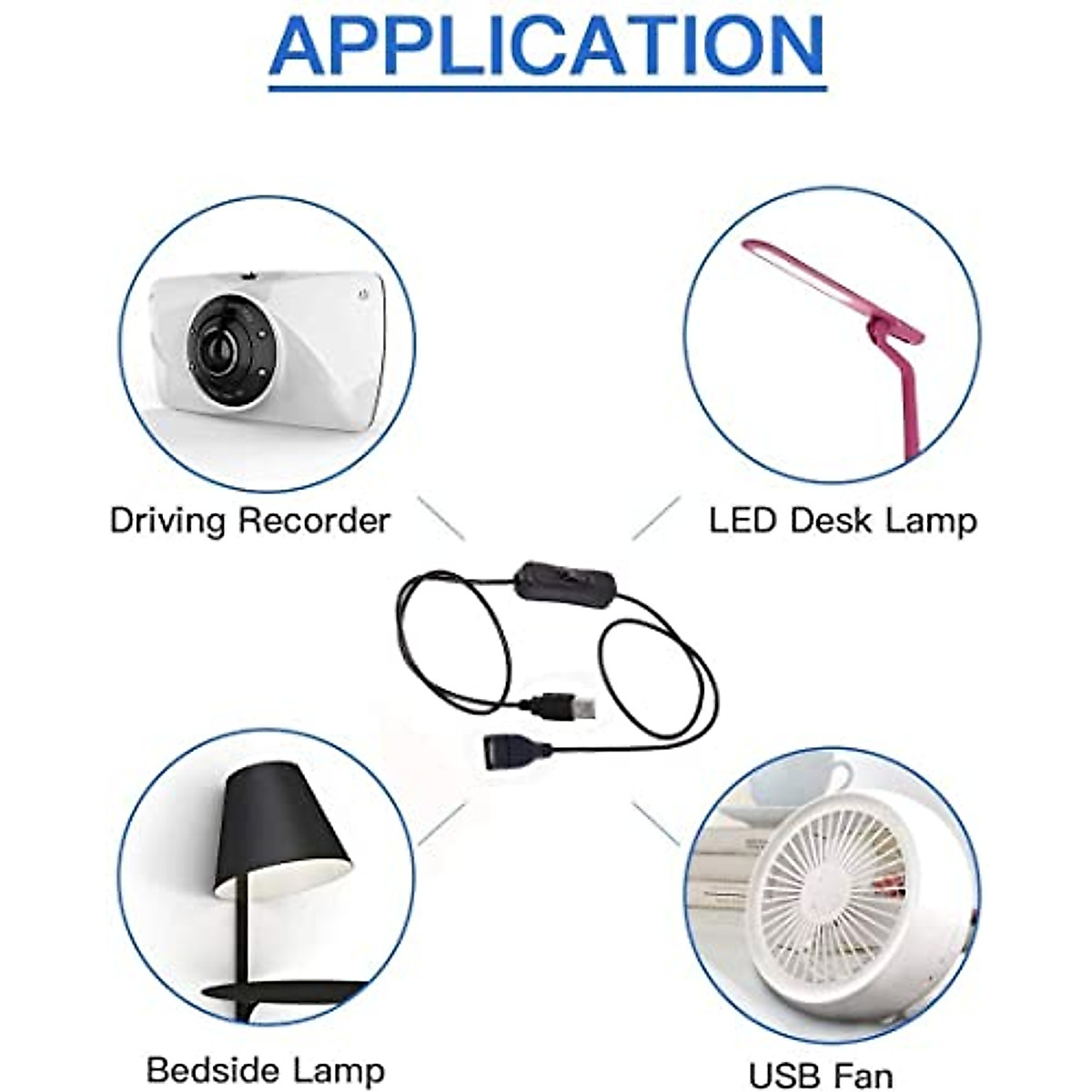 DFsucces USB Extension Cable 2Pcs with ON/Off Switch USB Male to Female Cable Support (Data and Power) for LED Desk Lamp, USB Fan, LED Strips etc