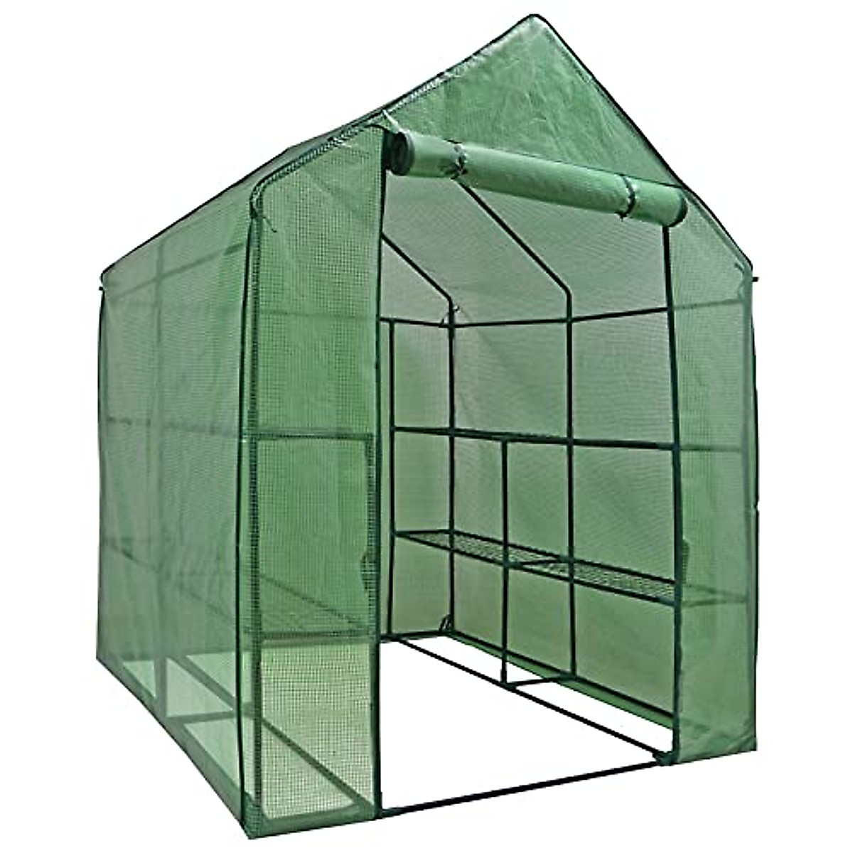 BBBuy 2-Tier Mini Greenhouse 8 Shelves Garden Plant Flower House Grow Tent Indoor Outdoor with PE Cover and Roll-Up Zipper Door Greenhouse, Grow Plant Herbs Flowers Warm House