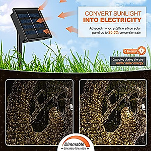 KPafory Solar String Lights,1 Pack 72ft 200LED 8 Modes Solar Powered Christmas Lights Outdoor String Lights Waterproof Fairy Lights for Garden Wedding Party Christmas Decorations,Warm White