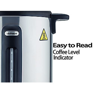 LDSHOUSE 50 Cup Professional Brew Coffee Urn, Commercial Grade Stainless Steel Hot Beverage Dispenser, Coffee Maker Hot Water Urn for Home, Party, Office, Wedding, 950W 120V Fast Brew, Silver