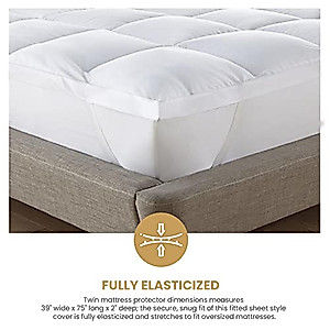 Superior Mattress Topper, Down Alternative 2 Inch Deep Sized Bed Pillow Top, Comfort Pad, Fluffy Mattress-Topper Protector, Plush Cooling Extra Soft Hotel Sleep All-Season, Queen, White