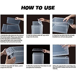 YOLOPARK Drop Front Shoe boxes Clear Plastic Stackable 6 Pack Sneaker Display Case with Magnetic Door Shoe Containers for Closet with Lids, Shoe Storage Boxes Fit Size Up to US 12.5