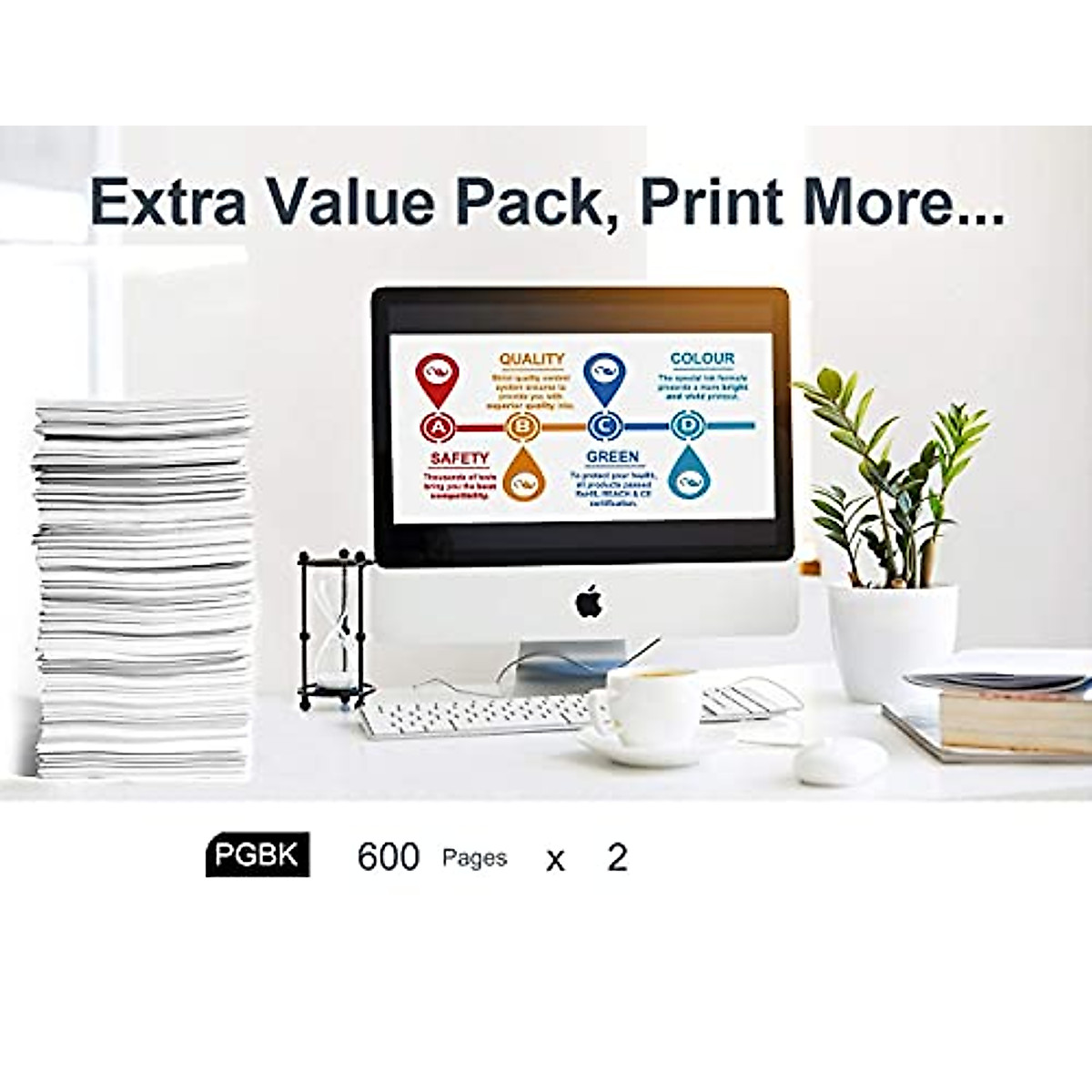 Miss Deer Compatible 280 PGBK Ink Cartridge, Replacement for Canon 280XXL PGI-280XXL PGI280 for Canon Pixma TR7520 TR8520 TS6120 TS6220 TS8120 TS8220 TS9120 TS9520 TS9521C TS702 (2 x Large Black)