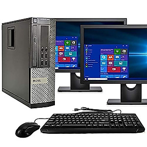 Dell Desktop Computer, Quad Core i5 3.1GHz, 8GB Ram, 500GB, Dual 22inch LCD, DVD, Wi-Fi, Keyboard, Mouse, Bluetooth, Windows 10 Pro Compatible with Dell OptiPlex 790 (Renewed)