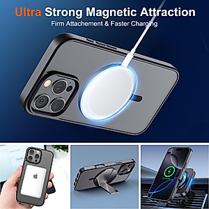 SUPFINE Magnetic for iPhone 16 Pro Max Case (Compatible with MagSafe) (Military Grade Drop Protection) Slim Translucent Matte Shockproof with Anti-Fingerprint Phone Case, Black